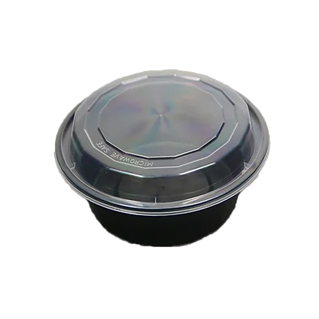 Microwavable Round Black Container | Q&ASupplies